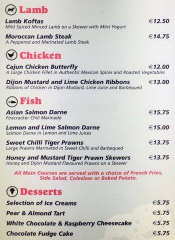 Menu at Georgian BBQ, Dublin
