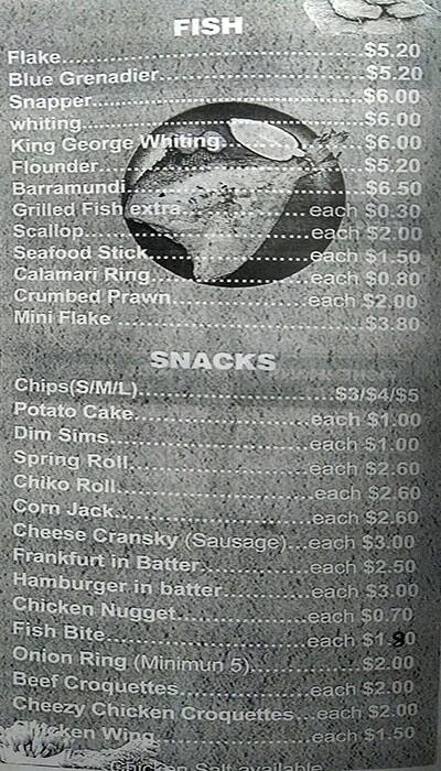 Menu at Narre Warren Fish & Chips fast food, Narre Warren