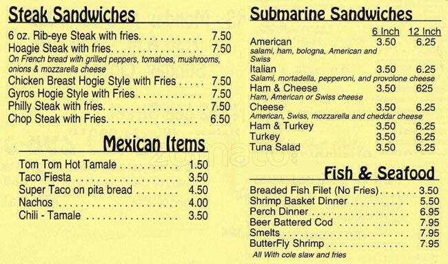 Menu at Mr Pup restaurant, Des Plaines, Lee St