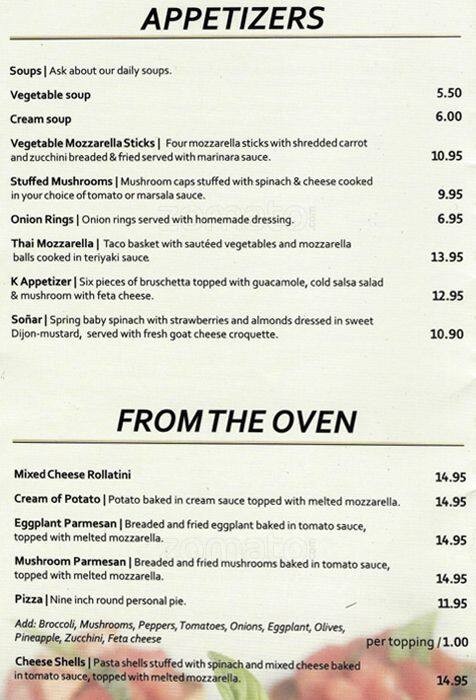 Café K Menu, Menu for Café K, Gramercy, New York City - Urbanspoon/Zomato