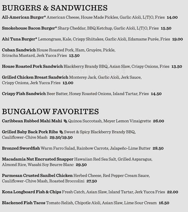 Menu at Tommy Bahama's Restaurant & Bar, Houston