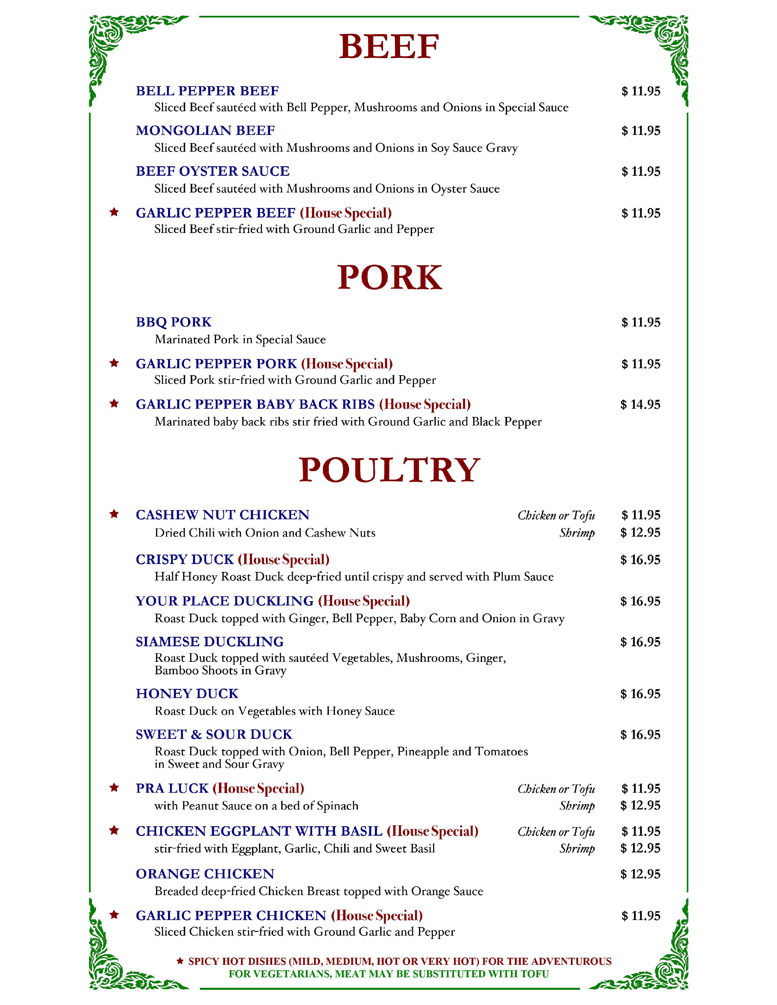 Menu at Your Place Restaurant, Santa Barbara