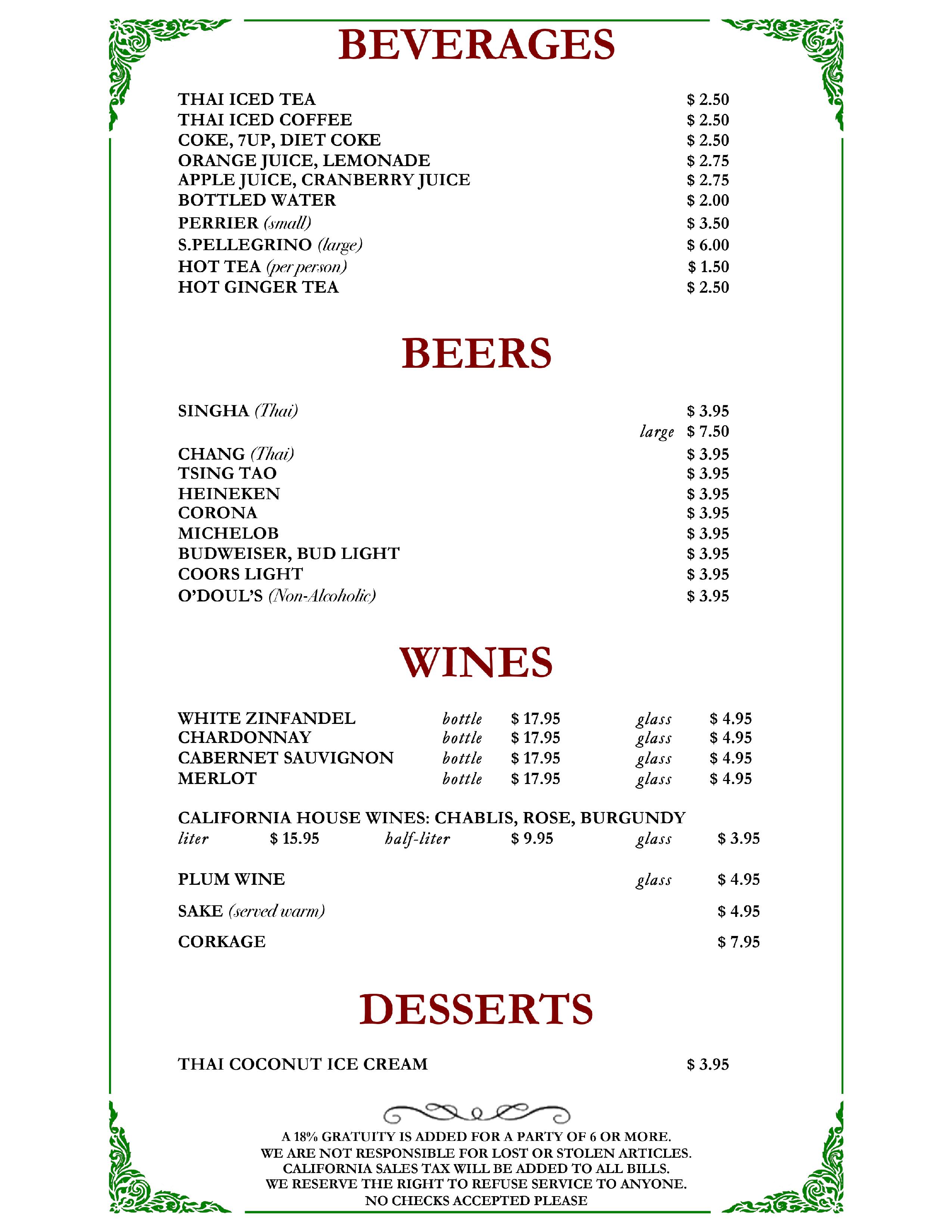 Menu at Your Place Restaurant, Santa Barbara