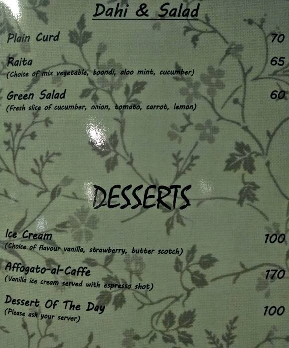 Menu at Cafe Einstein, New Delhi, Pahanpur Business Center