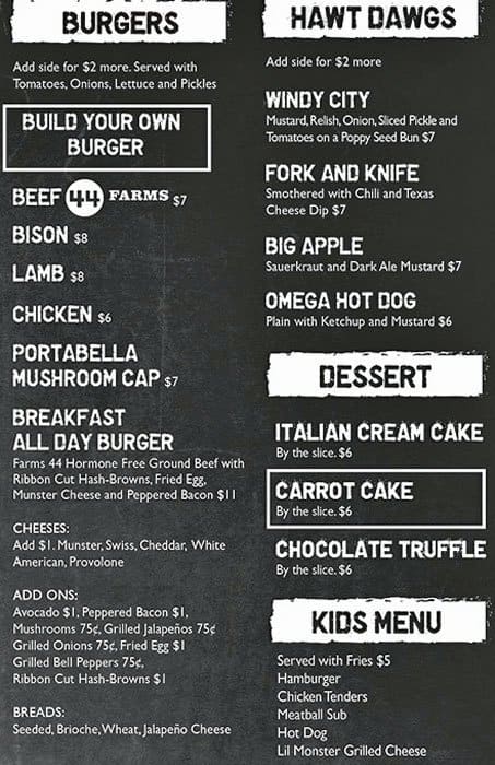 Menu at The Omega Grill restaurant, Spring