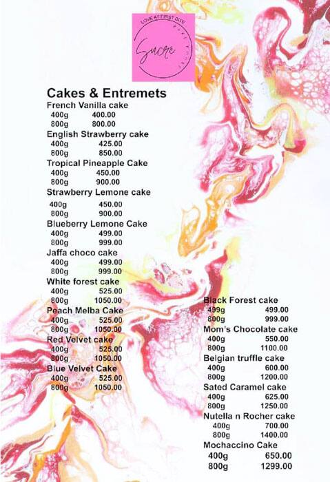 Menu of Sucre Bake House, Khanpur, New Delhi