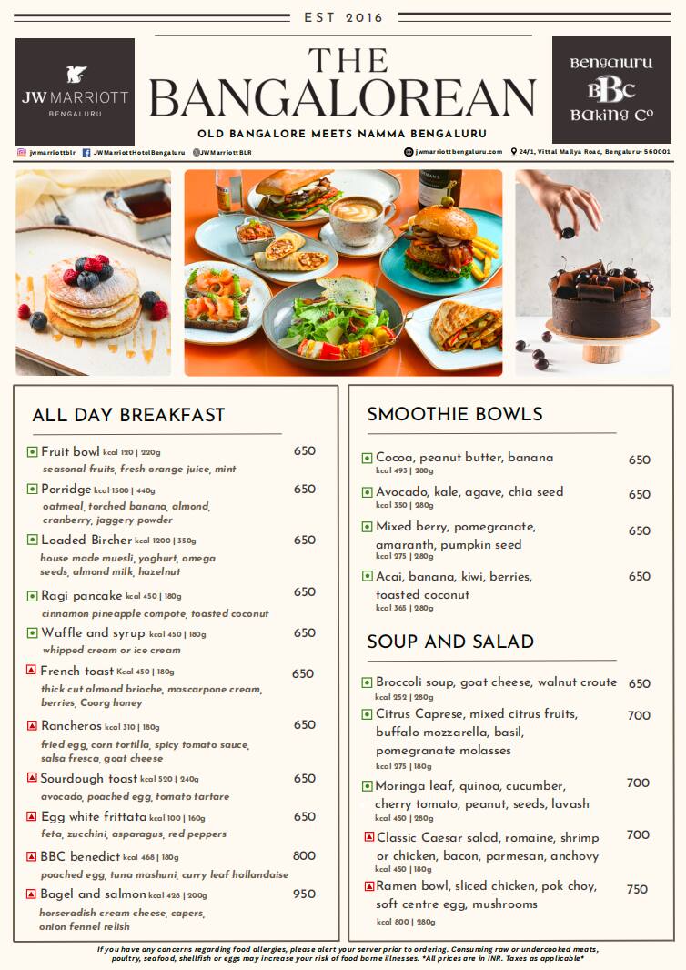 Menu of Bengaluru Baking Co., Lavelle Road, Bangalore