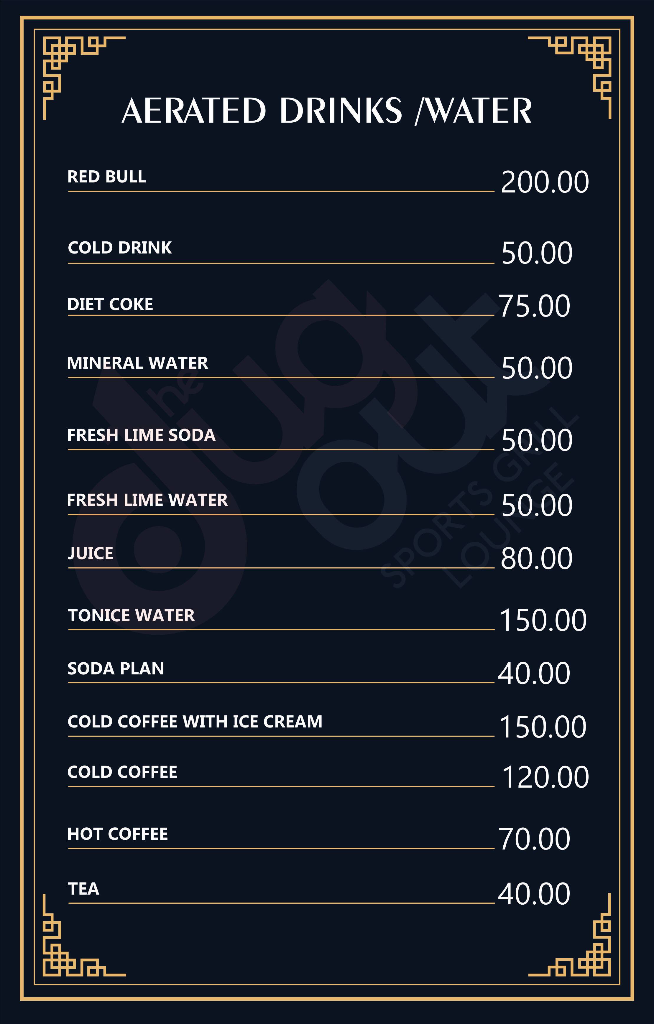 Menu at The Dugout Sports Grill Bar & Lounge, Dehradun