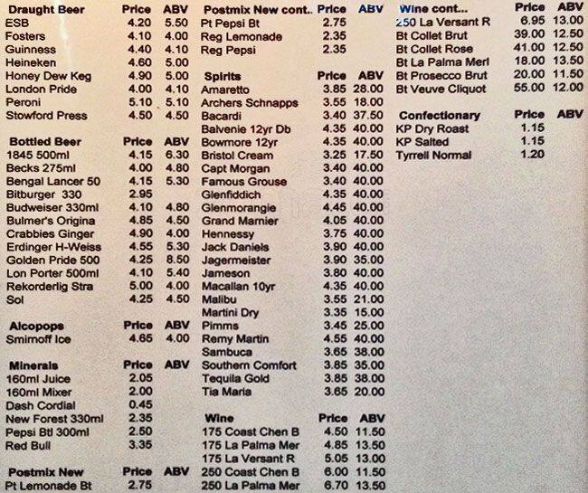 Menu at The Mad Hatter Hotel, Southwark pub & bar, London, 3-7 Stamford St