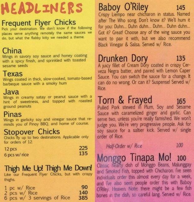 Menu at Exile On Main St. restaurant, Quezon City