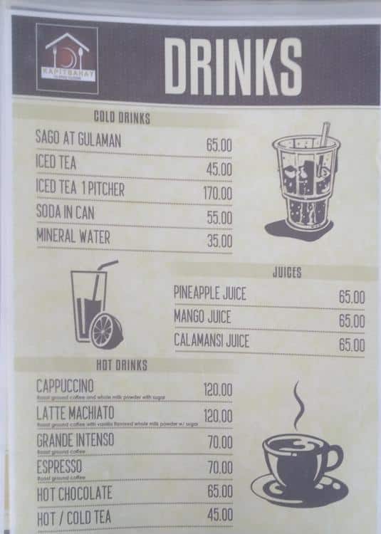 Menu at Kapitbahay Filipino Cuisine restaurant, Antipolo, Palm Square