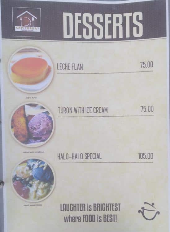Menu at Kapitbahay Filipino Cuisine restaurant, Antipolo, Palm Square