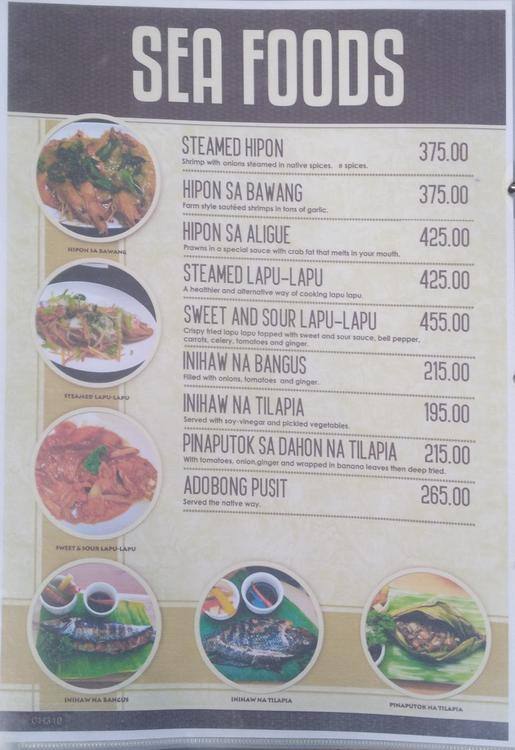 Menu at Kapitbahay Filipino Cuisine restaurant, Antipolo, Palm Square