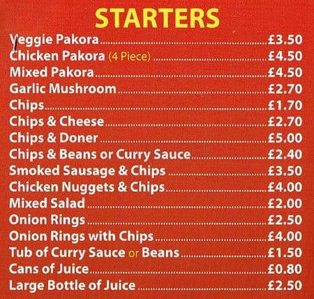 Menu at Turkish Delight Takeaway restaurant, Edinburgh