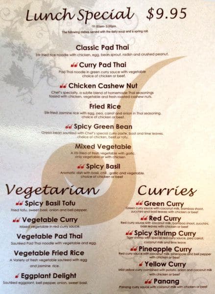 Carta del restaurante Siam Dish Thai Cuisine, Burlington, 730 Guelph Line