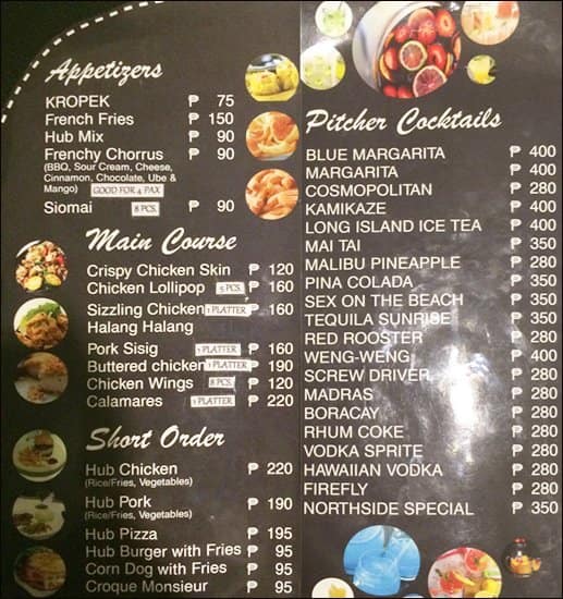 Menu at D'hub restaurant, Cebu City