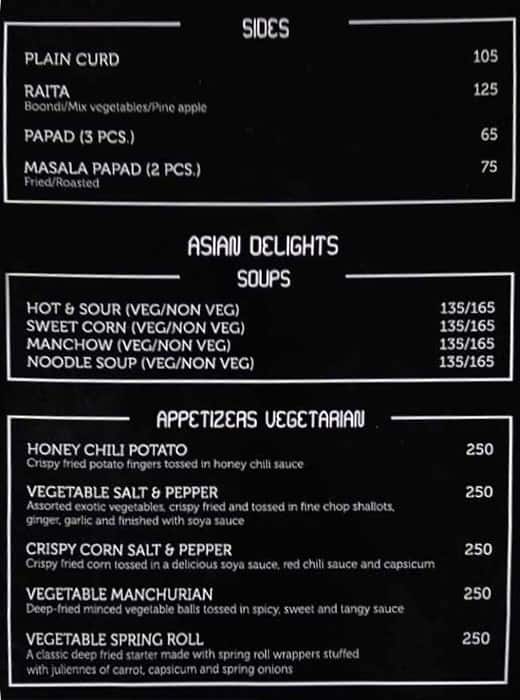Menu at Tamarind, New Delhi, Rockland Inn