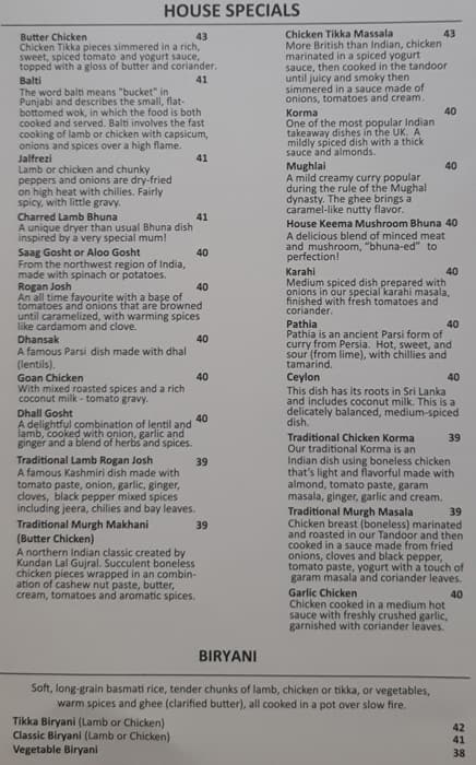Menu at Poppadom Indian Takeaway restaurant, Dubai