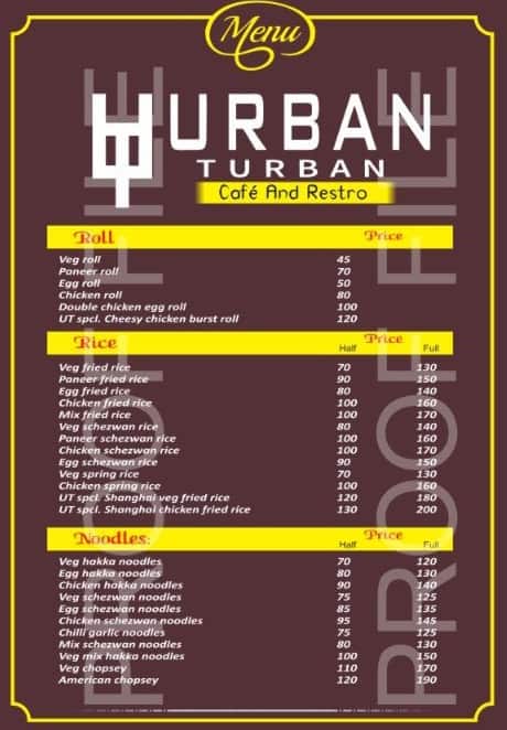 Menu at Urban Turban cafe & restro, Jamshedpur, Outer Cir Rd