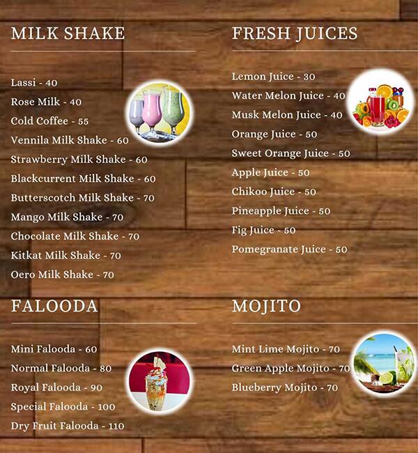 Menu at Hangout Juice House, Chennai