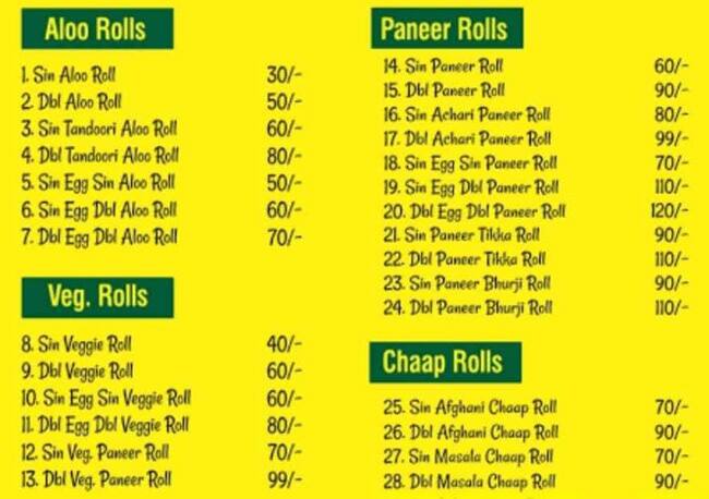 Menu of Sona Canteen, Chi 3, Greater Noida