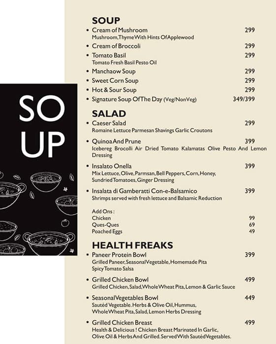 Menu of Onella Kitchen & Bar, Preet Vihar, New Delhi