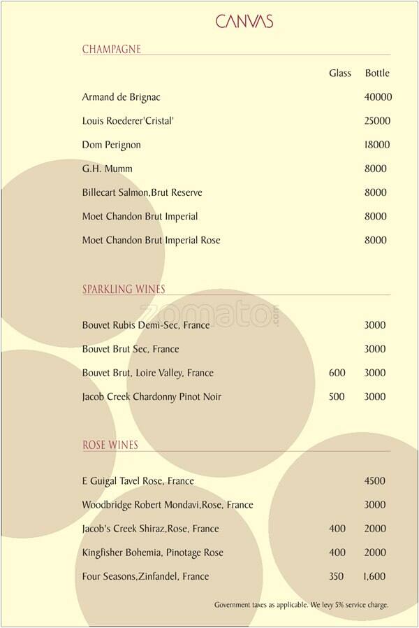 Canvas Lounge Menu, Menu for Canvas Lounge, Lower Parel, Mumbai - Zomato