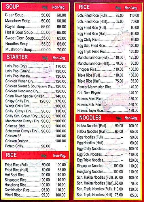 China Town Menu, Menu for China Town, Andheri Lokhandwala, Andheri West ...