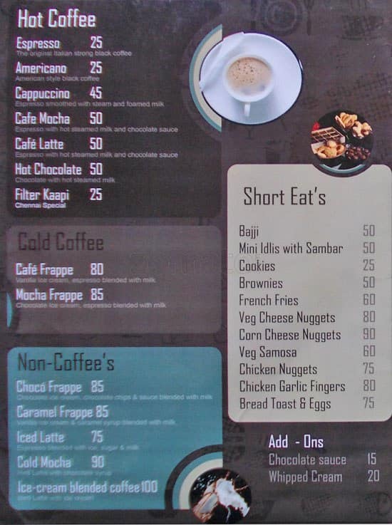 Menu at The Banyan Cafe, Chennai, First Floor