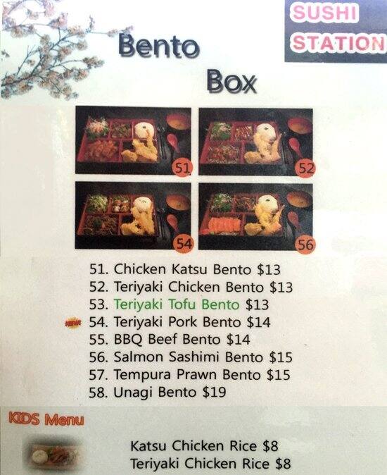 Menu at Oh I Shi Sushi restaurant, Auckland