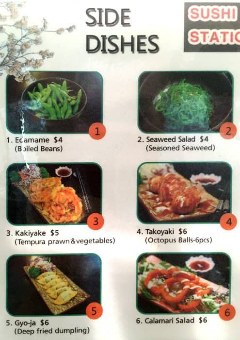 Menu at Oh I Shi Sushi restaurant, Auckland