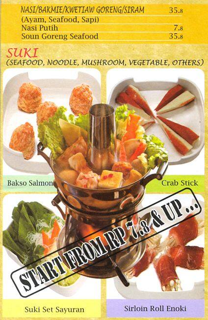 Menu at I-ta Suki restaurant, Jakarta, Plaza Indonesia Lt. 5