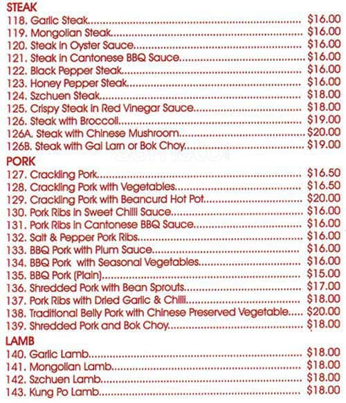 Menu at Tasty Magic Chinese Restaurant, Hope Island
