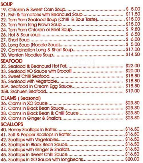 Menu at Tasty Magic Chinese Restaurant, Hope Island
