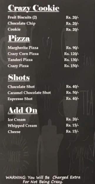 Crazy Coffee Menu, Menu for Crazy Coffee, Jawahar Nagar, Jaipur - Zomato