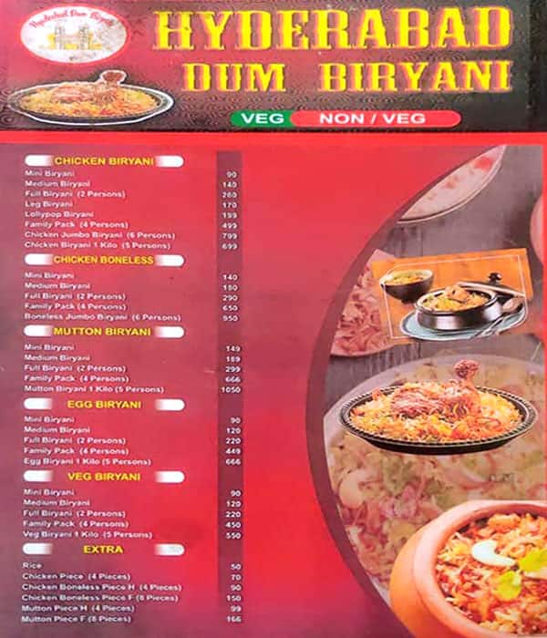 Menu of Hyderabad Dum Biryani, Akurdi, Pune