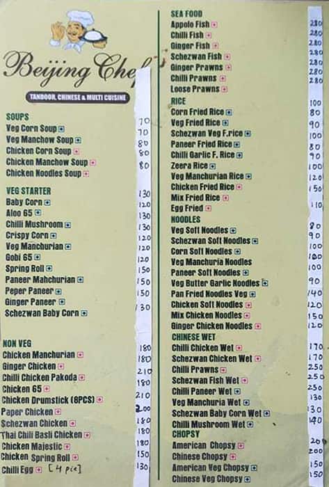 Menu at Beijing Chef, Hyderabad, 6-2-666