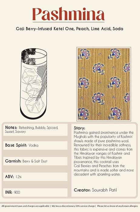 Menu of PCO, Lower Parel, Mumbai