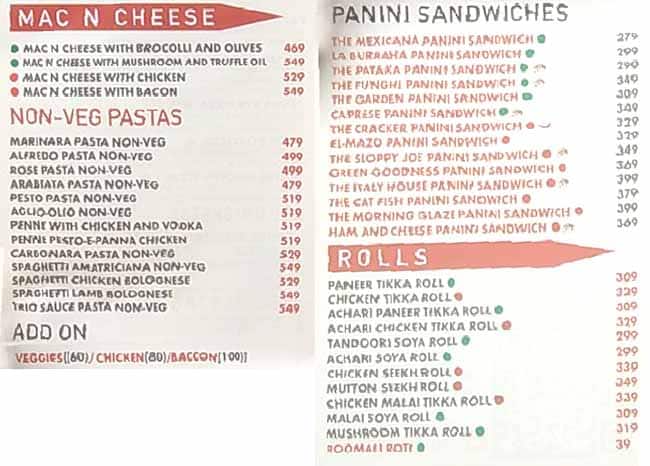 Menu at Food Scouts, Gurugram