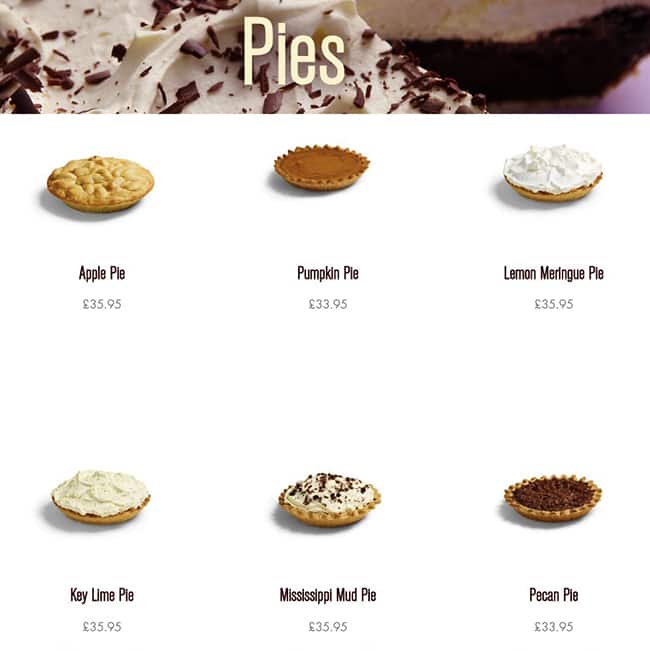 Menu at The Hummingbird Bakery, London, 155a Wardour St