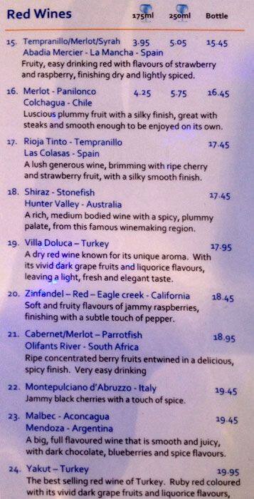 Menu at Topkapi Palace restaurant, Manchester, 205 Deansgate