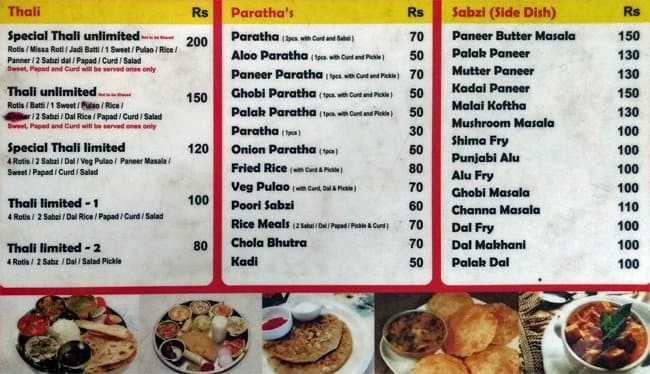 Rajasthani Restaurant Menu, Menu for Rajasthani Restaurant, Potheri ...