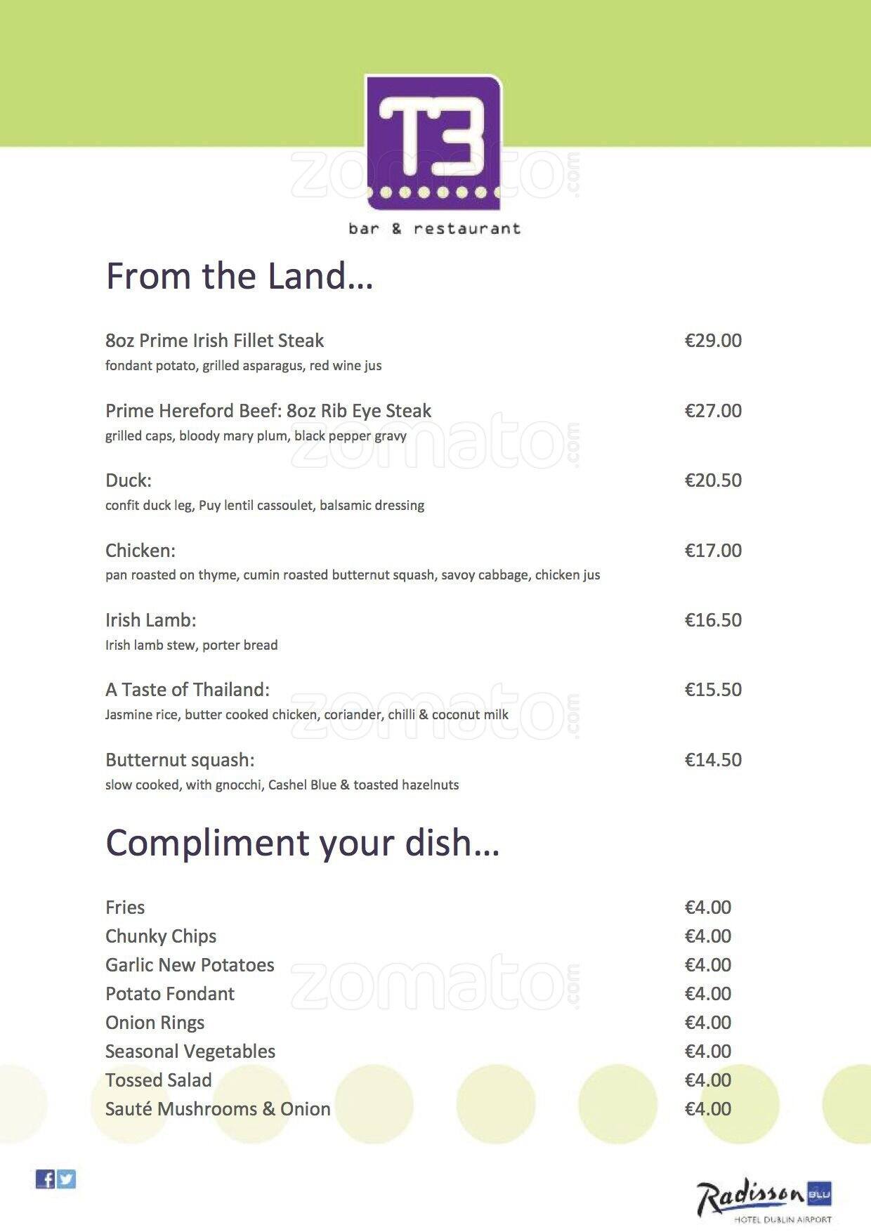Menu at Collage restaurant, Swords