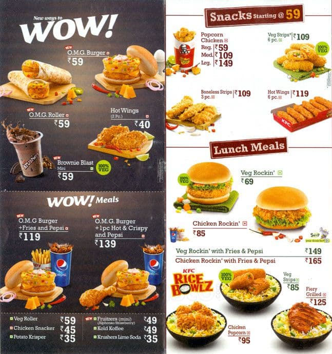 KFC Menu, Menu for KFC, Paharganj, New Delhi - Zomato