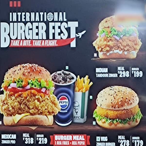Menu of KFC, Gujranwala Town, New Delhi