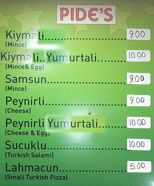 Menu at Dallas Pizza restaurant, Dallas