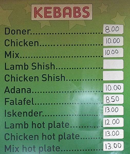 Menu at Dallas Pizza restaurant, Dallas