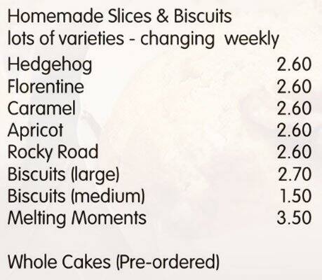 Menu at Muffin Cafe/lunch bar/bakery, Darch