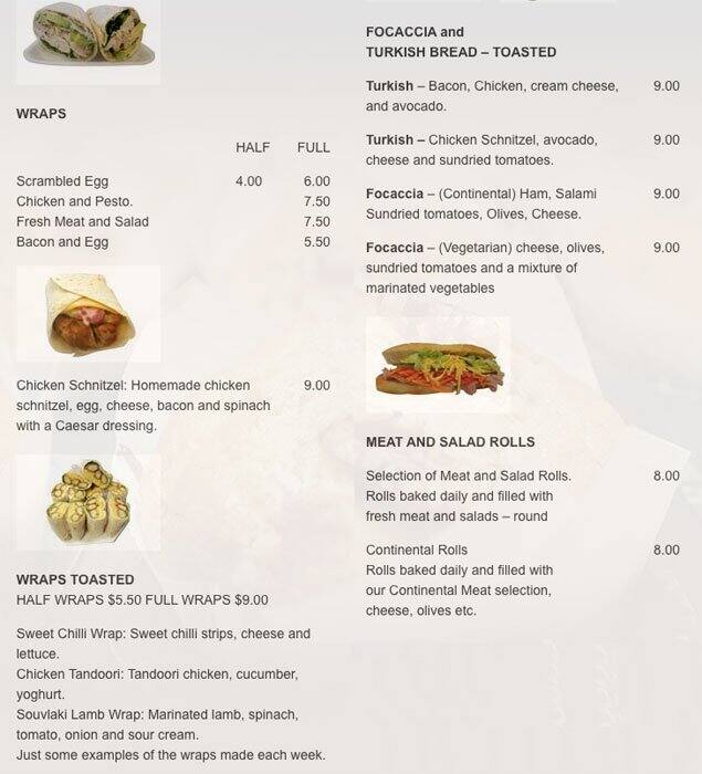 Menu at Muffin Cafe/lunch bar/bakery, Darch