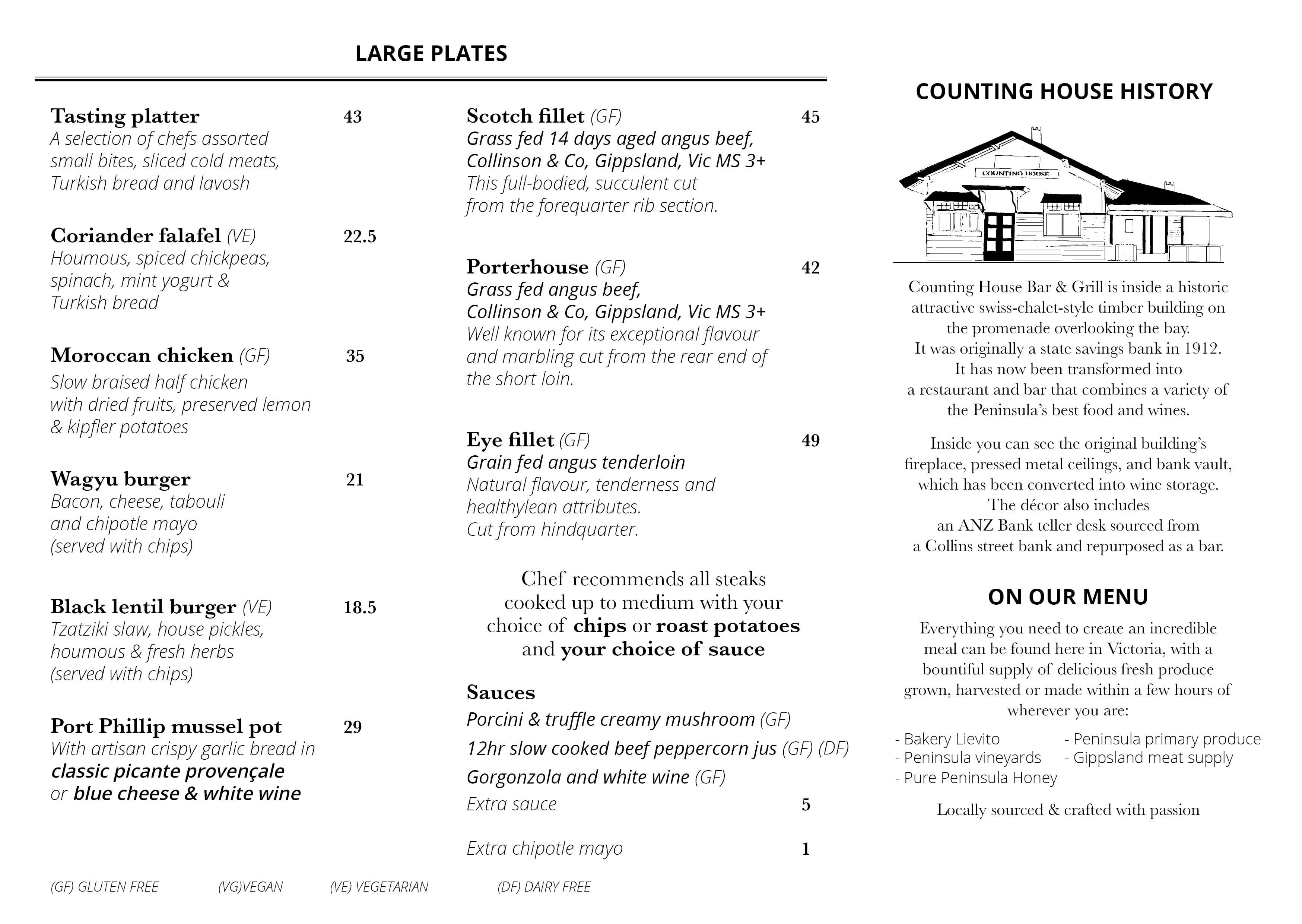 Menu at Counting House Bar & Grill, Mornington